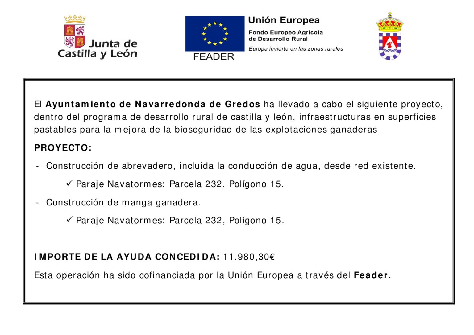 INFRAESTRUCTURAS EN SUPERFICIES PASTABLES EN NAVARREDONDA DE GREDOS ...